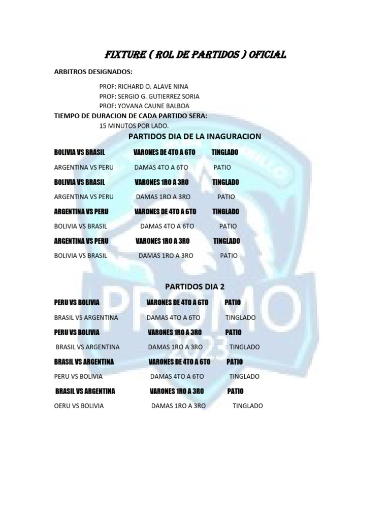 Fixture 4 Equipos | PDF