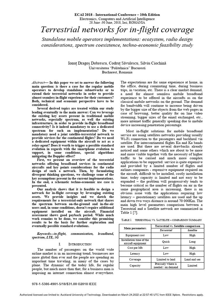 Terrestrial Networks For In-Flight Coverage | PDF | Antenna (Radio ...