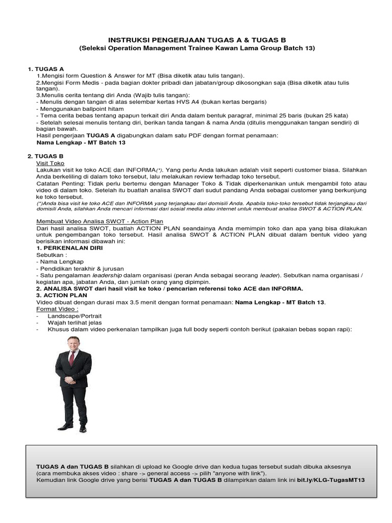 Instruksi Pengerjaan Tugas A & Tugas B | PDF