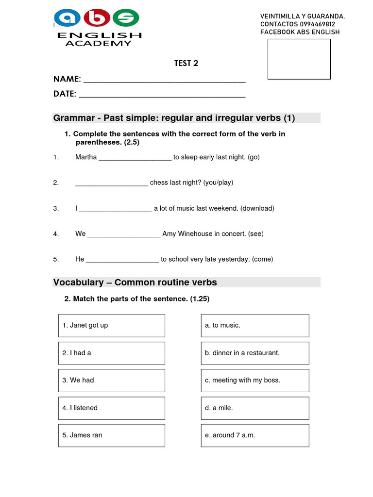 Test 2 Advanced 2 | PDF | Grammar | Linguistics