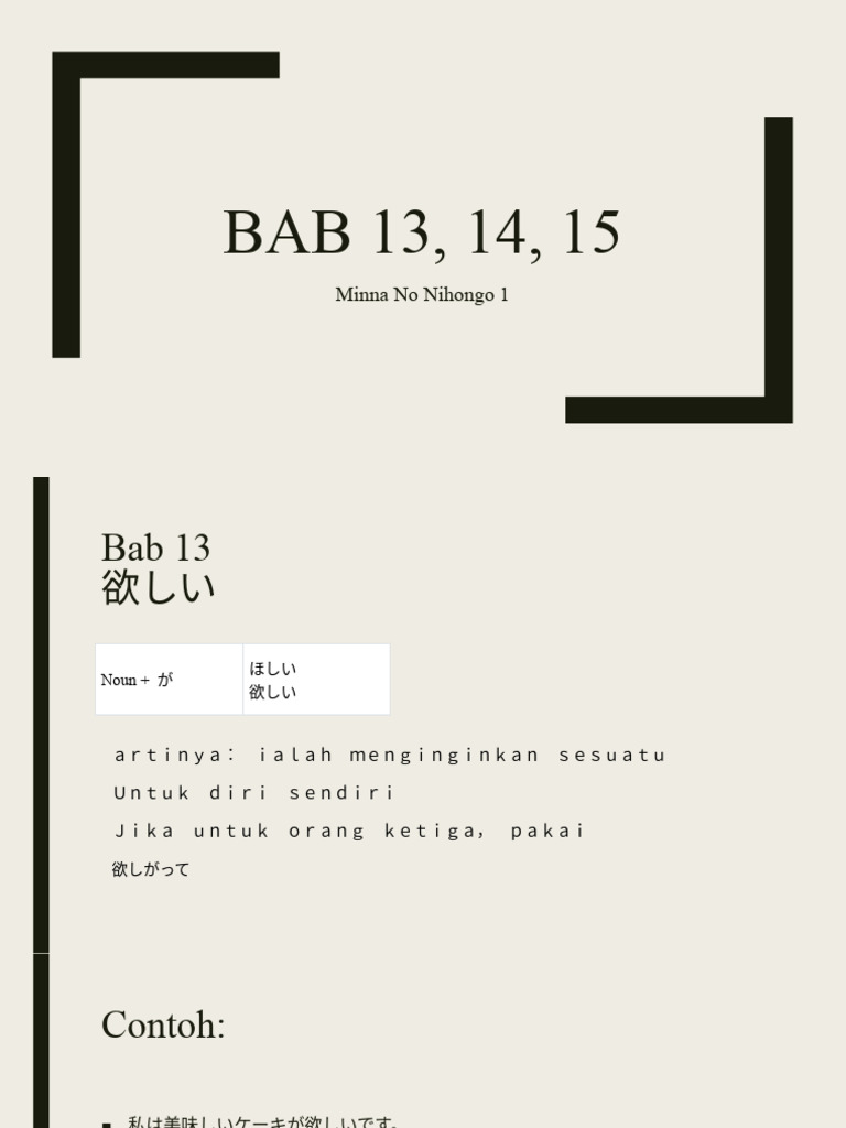 Bab 13, 14, 15 Minna No Nihongo 1 | PDF