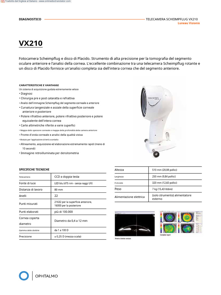 VX210 Scheda Tecnica Ita | PDF