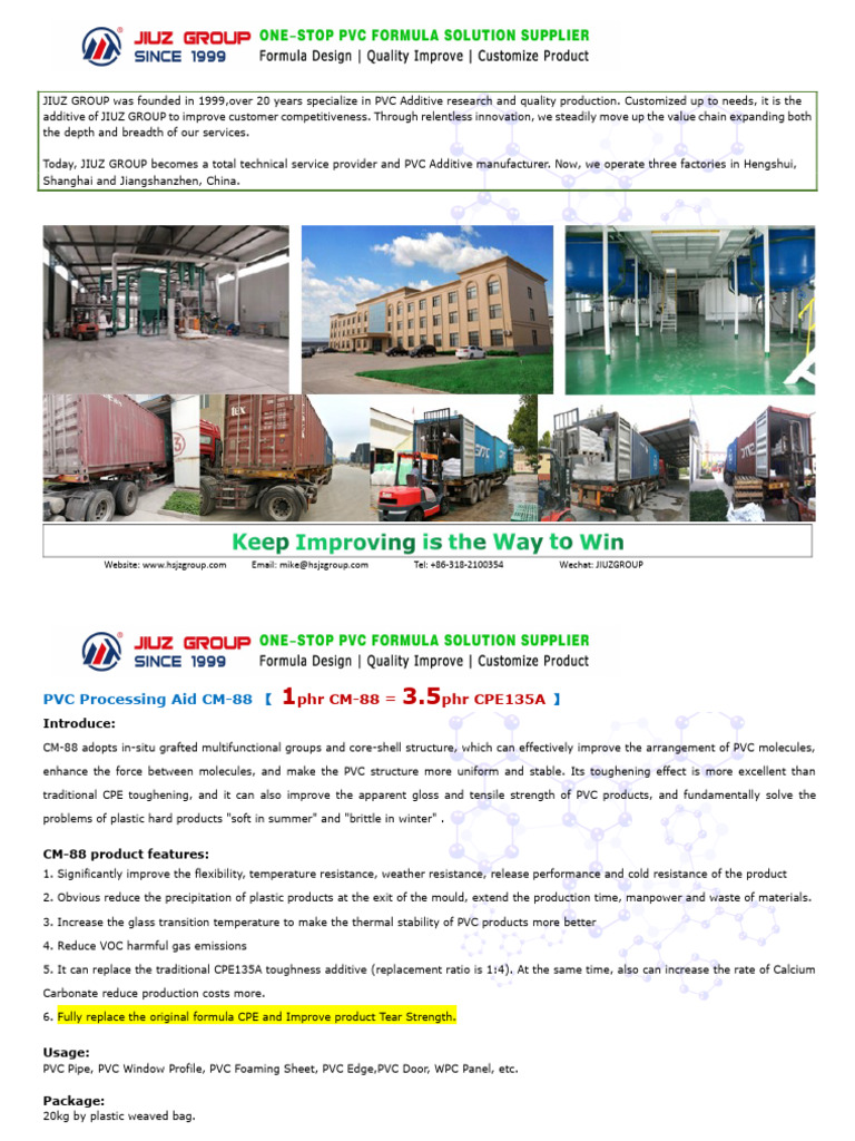 TDS of CM-88 PVC PROCESSING AID | PDF | Polyvinyl Chloride | Plastic