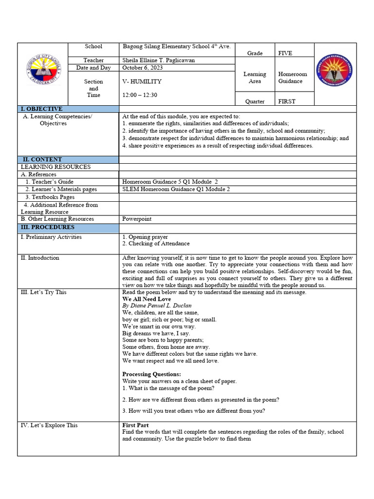 HG 5 DLL 2023 Q1 Module 2 | PDF | Rights | Learning