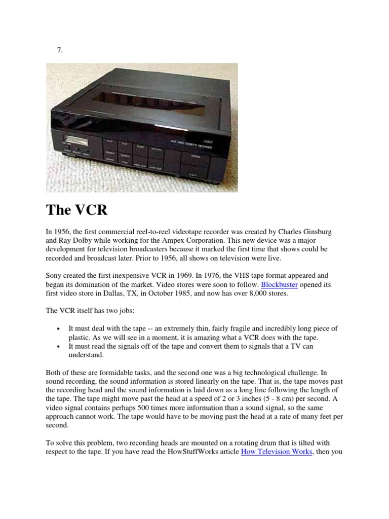The VCR | PDF | Videocassette Recorder | Videotape