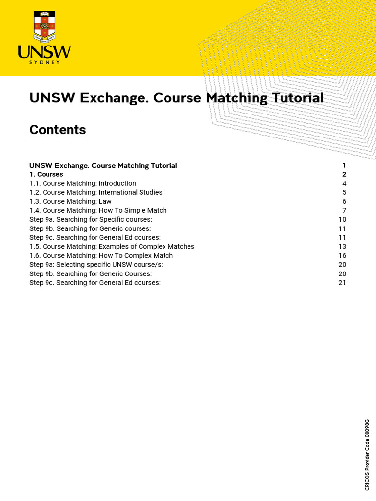Course Matching Tutorial - Exchange Application | PDF