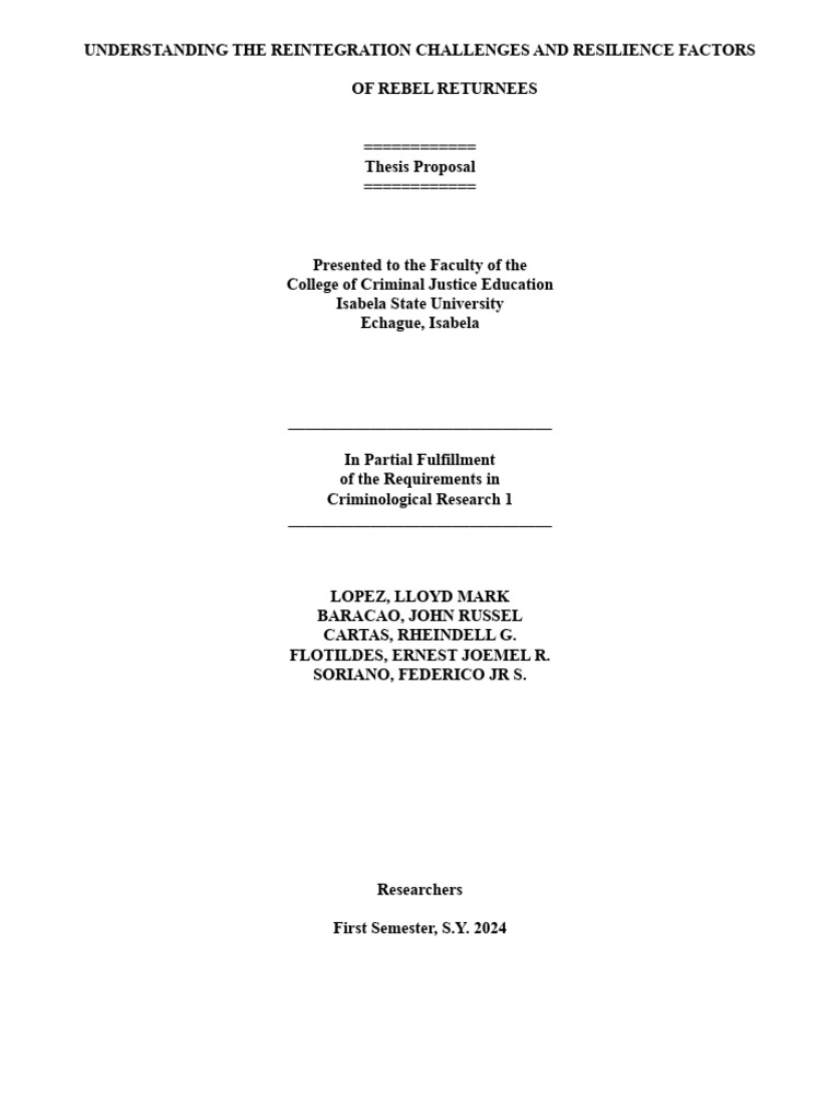 Reintegration Challenges of Rebel Returnees | PDF | Psychological ...