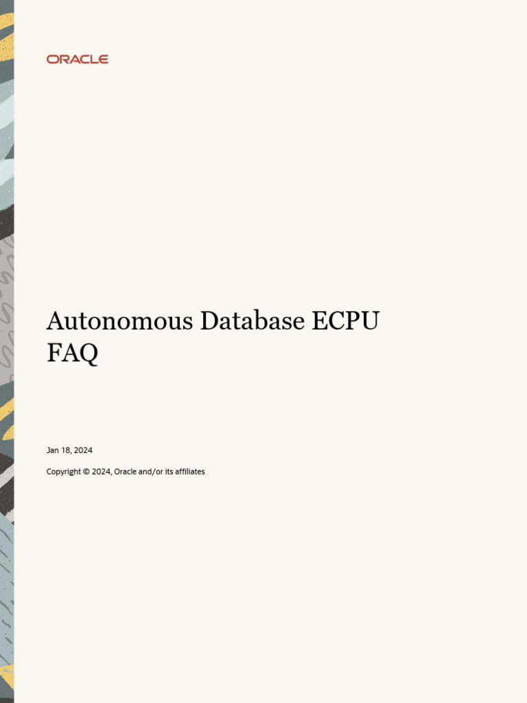 Autonomous Database Ecpu Faq Pdf Databases Backup
