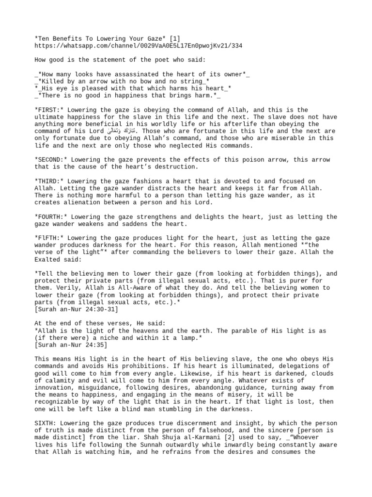 Benefits of Lowering The Gaze 1 | PDF | Religion & Spirituality
