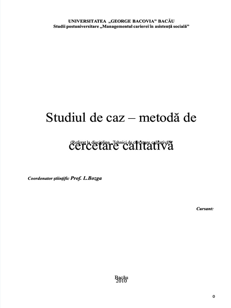 PDF Studiul de Caz Metoda de Cercetare Calitativa - Compress | PDF