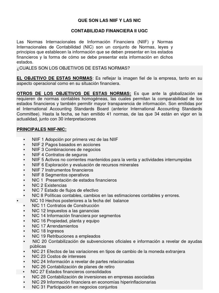 Que Son Las Niif y Las Nic | PDF | normas internacionales de ...