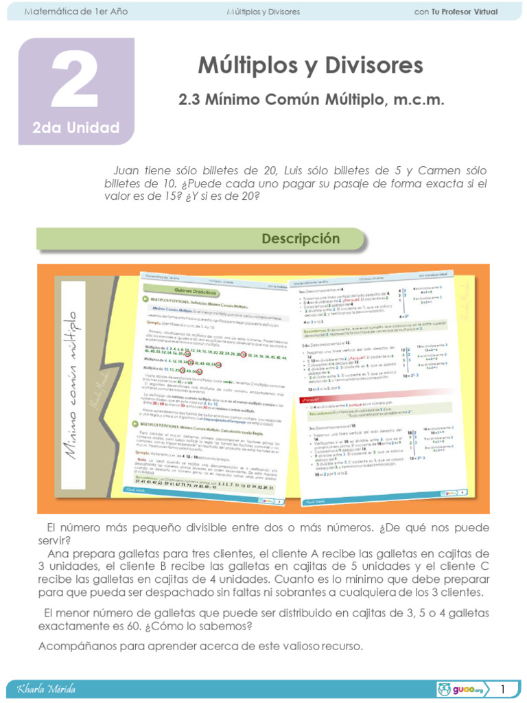 Múltiplos y Divisores: 2da Unidad | PDF | División (Matemáticas ...