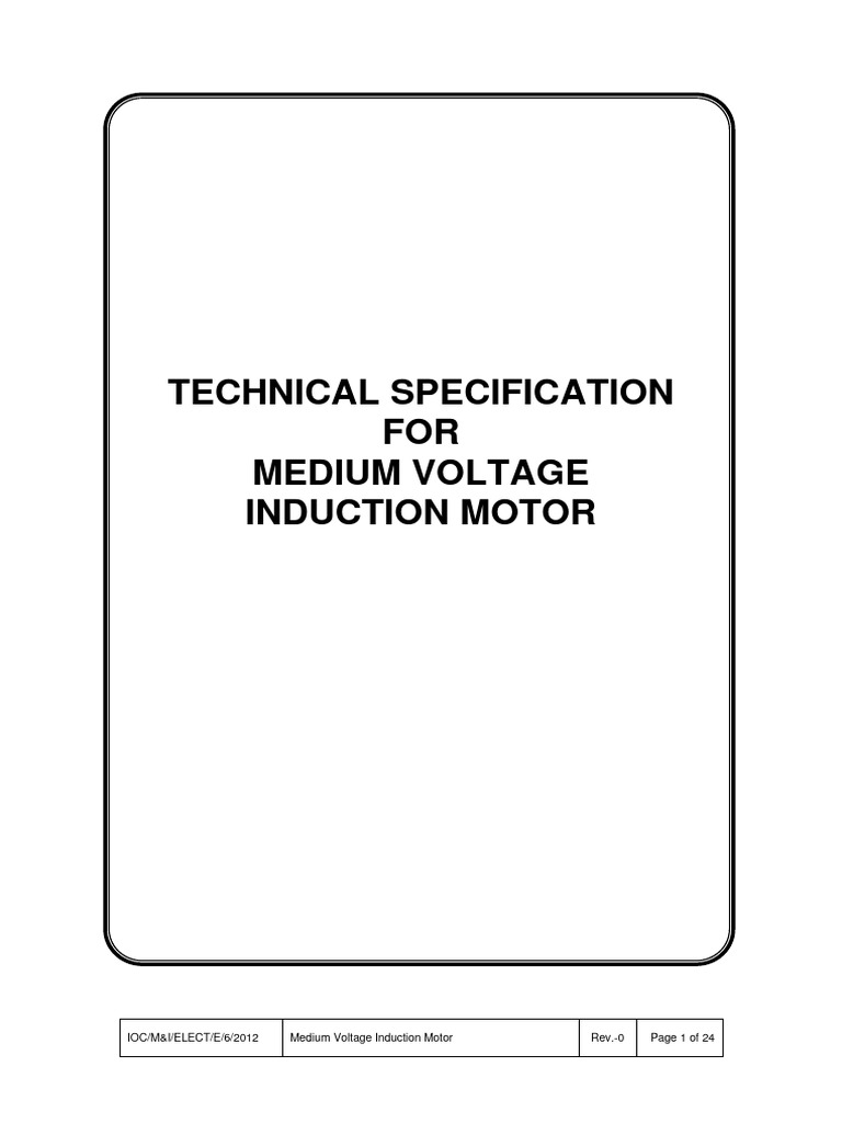 Technical Specification For Medium Voltage Induction Motor - 1700197314 ...