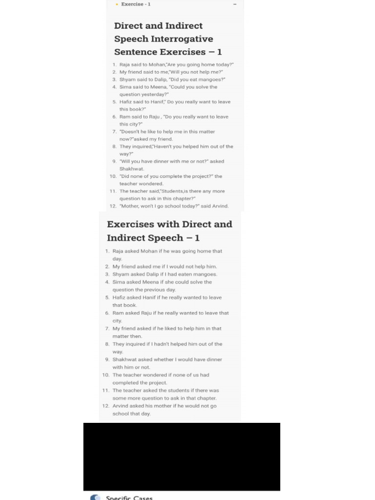 Direct and Indrect Speech Interrogative Sentence Exercises-1 | PDF