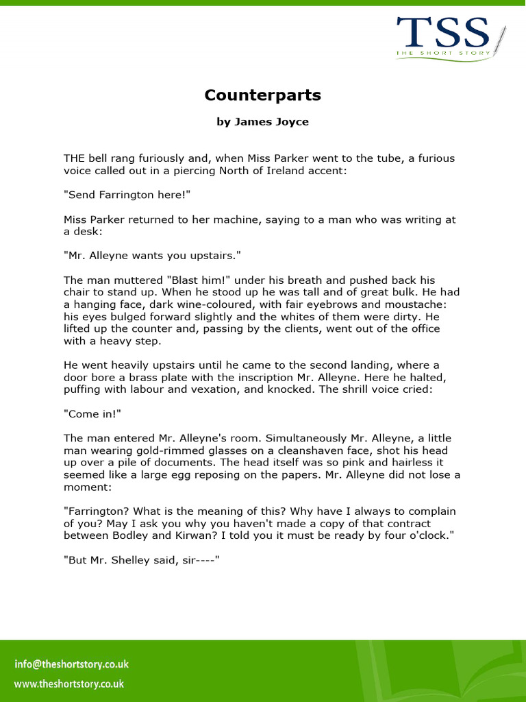 Joyce's "Counterparts": A Study in Frustration | PDF