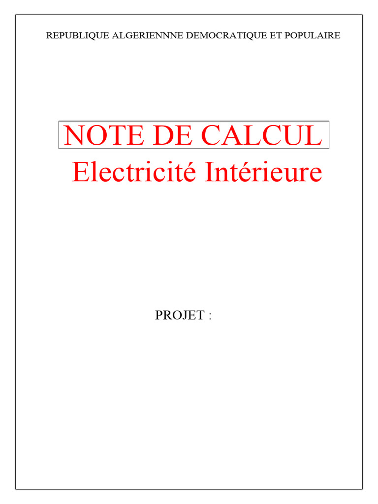 Note - de - Calcul - ELEC - INT - CFO | PDF