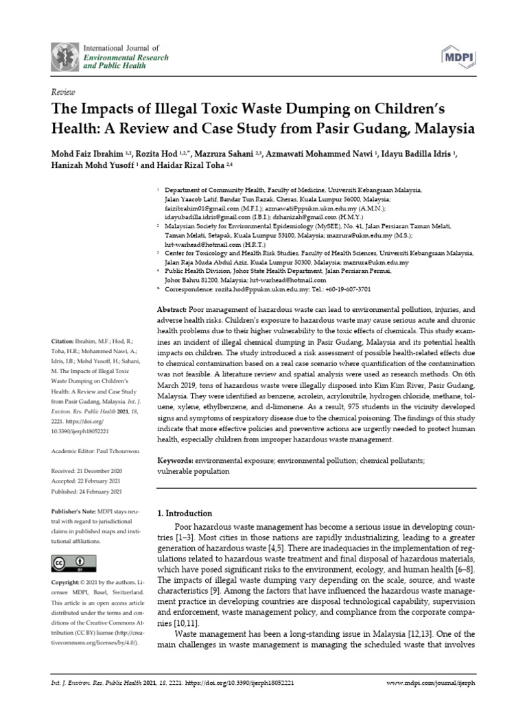 The Impacts of Illegal Toxic Waste Dumping On Chil | PDF | Waste | Hazards