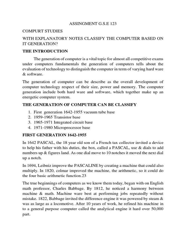 Classification of Computers Based On Its Generations | PDF | Electronic Circuits | Integrated ...