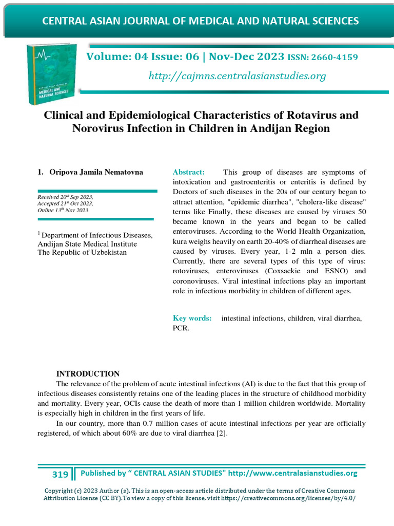 Clinical and Epidemiological Characteristics of Rotavirus and Norovirus ...