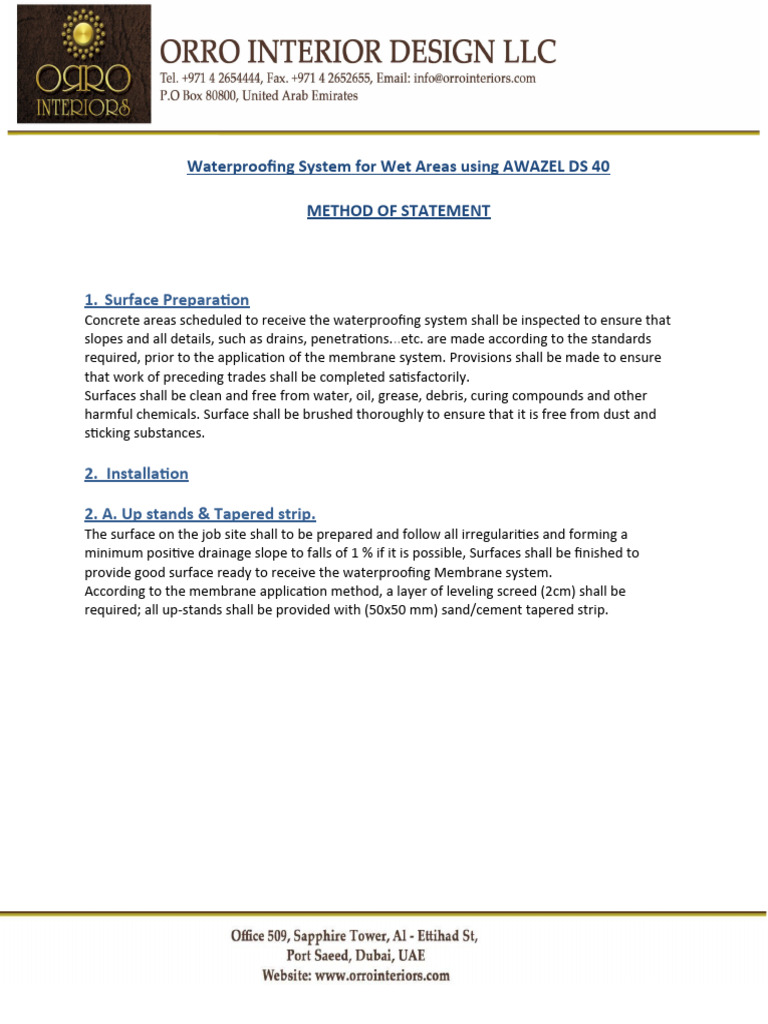 04 Method of Statement Waterproofing | PDF