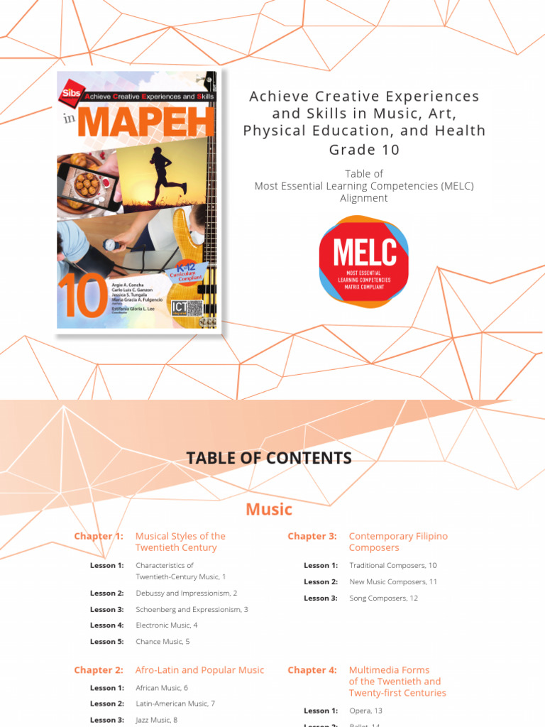 ACES in MAPEH Grade 10 Table of MELC Alignment CSibs | PDF | Learning ...