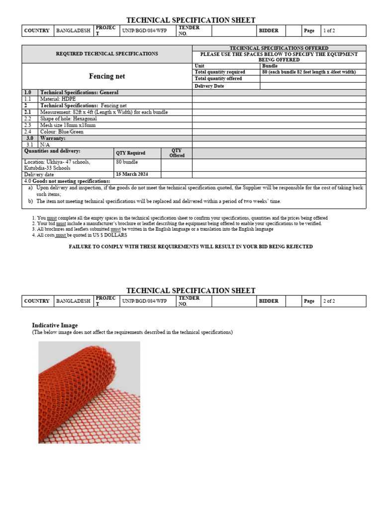 UNJPBGD084WFP Technical Specifications-Fencing Nets - January - 2024 ...