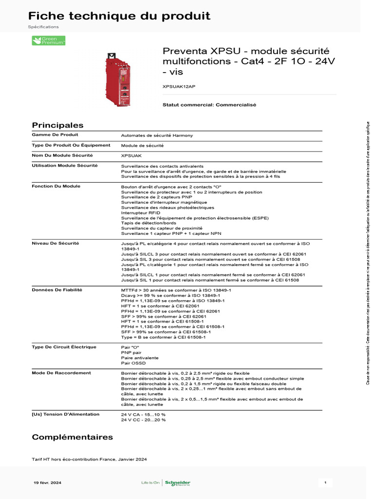 Schneider Electric - Harmony-XPS - XPSUAK12AP | PDF