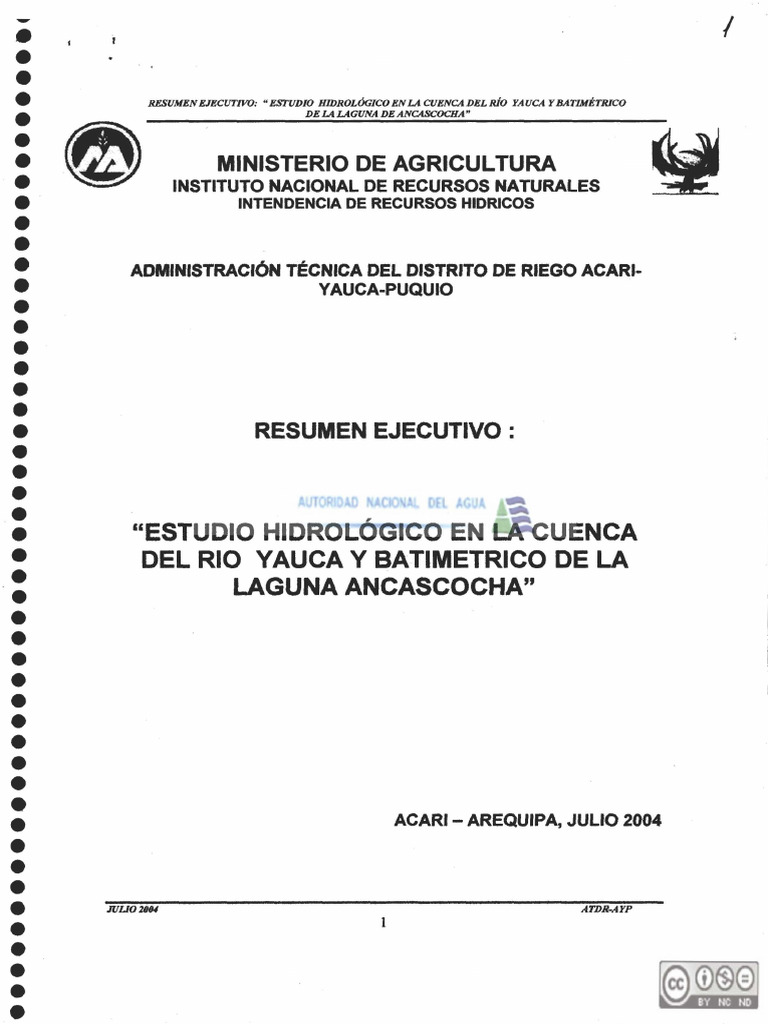 Est NCA Del Rio Yauca Y Batimetrico de La Laguna Ancascocha | PDF | Cuenca de drenaje | Río