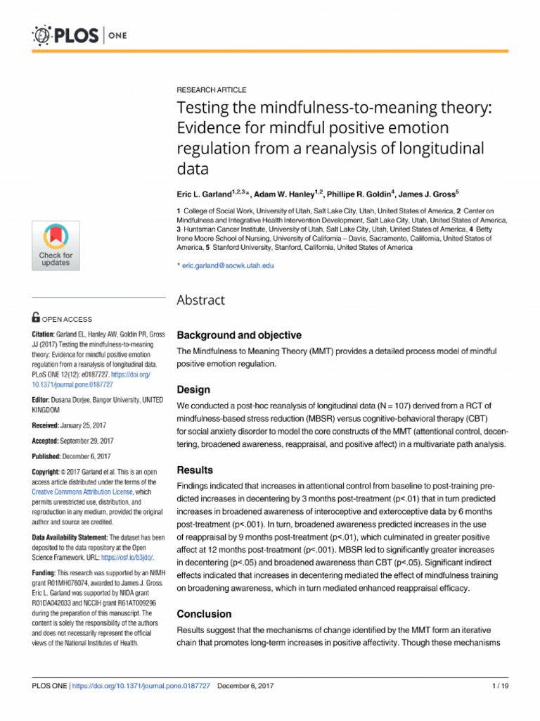 Testing The Mindfulness-To-meaning Theory - Evidence For Mindful ...