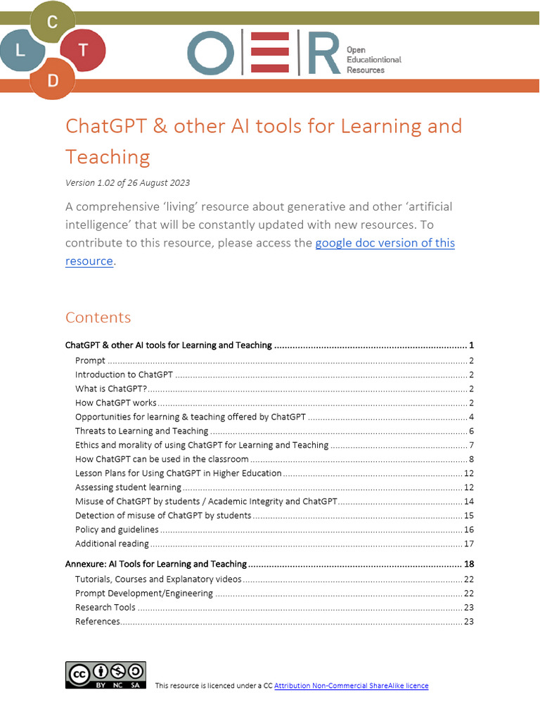 ChatGPT For Learning and Teaching | PDF | Artificial Intelligence | Intelligence (AI) & Semantics