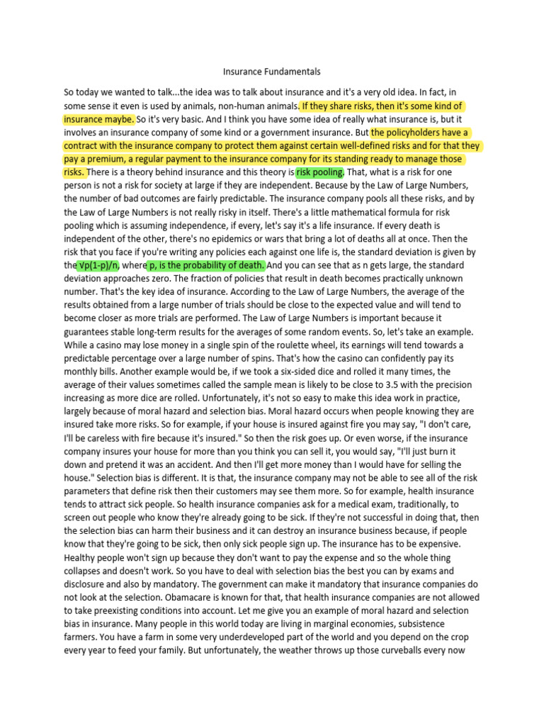 Insurance Fundamentals Scripts | PDF Insurance Fundamentals Scripts | PDF