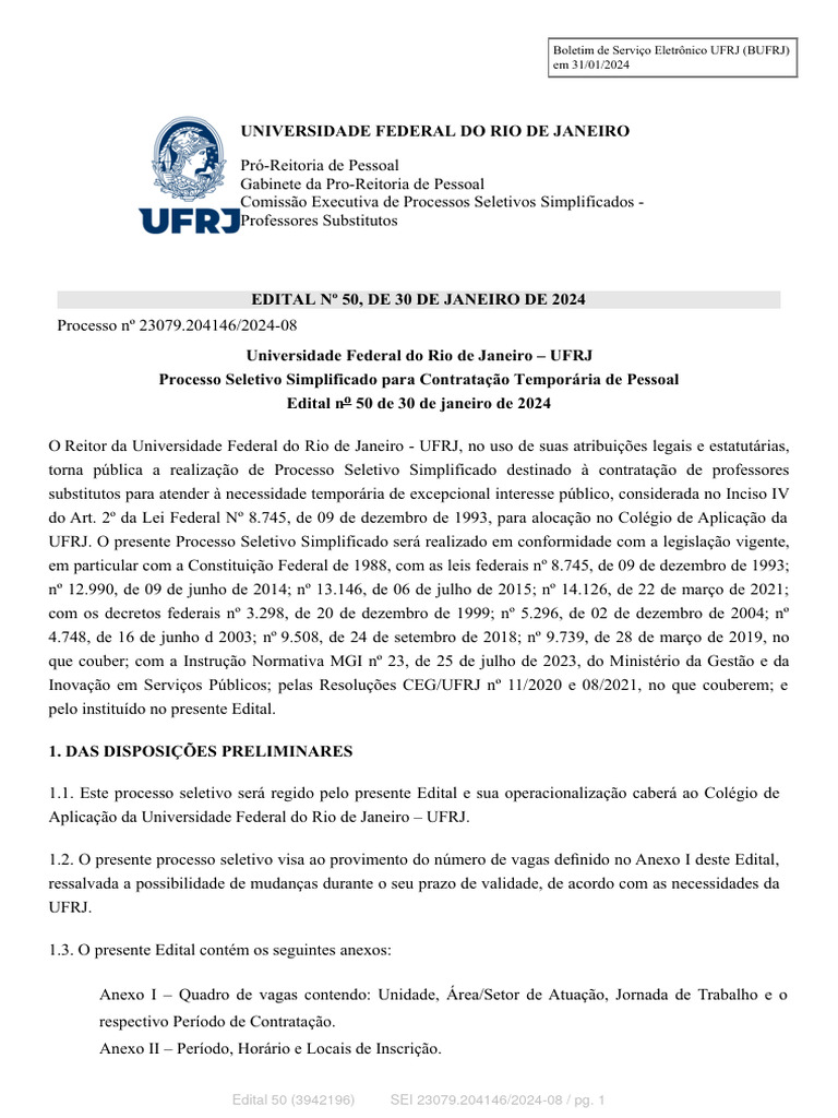 Edital 50 de 30-Jan-24 PSS CAp | PDF