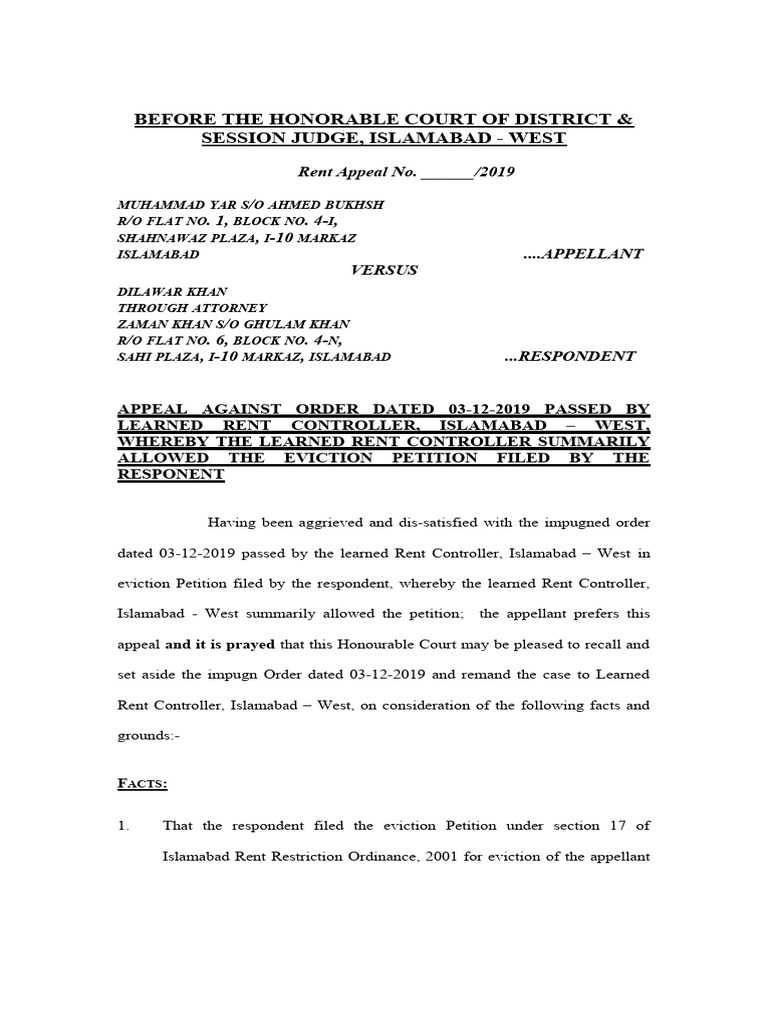 Muhammad Yar vs. Dilawar Appea - Revised | PDF | Lease | Leasehold Estate