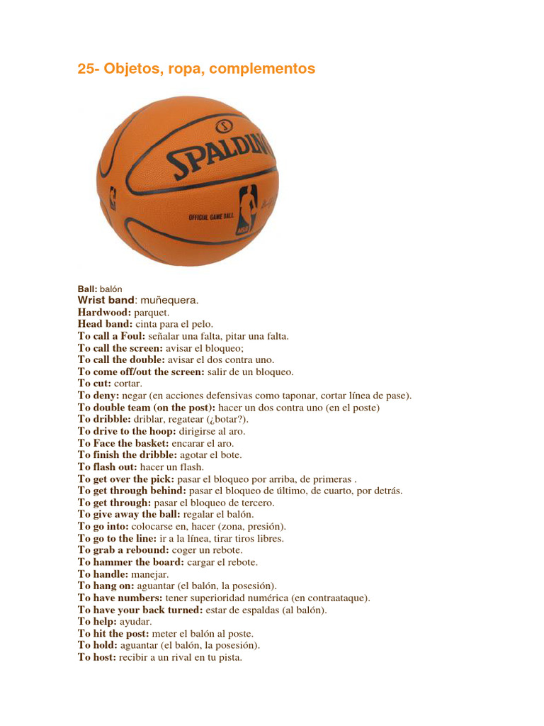 Basquet en Ingles | Descargar gratis PDF | Defensor (Asociación de ...