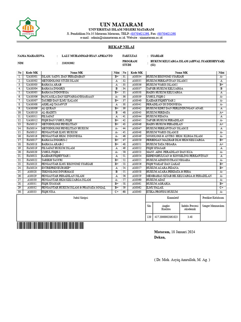 Print Transkrip | PDF
