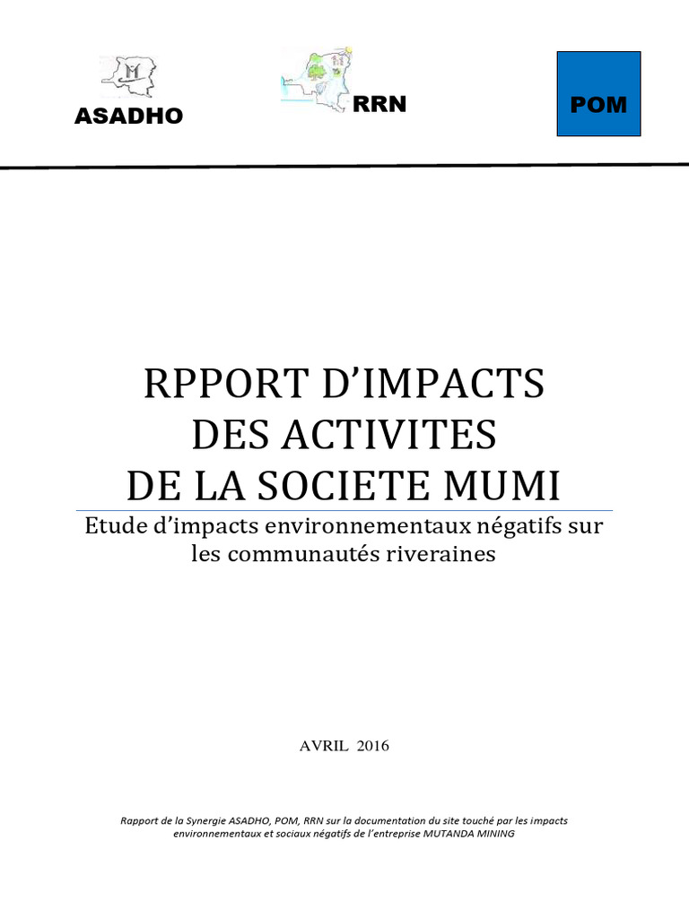 Impacts environnementaux de Mutanda Mining | PDF | Environnement ...