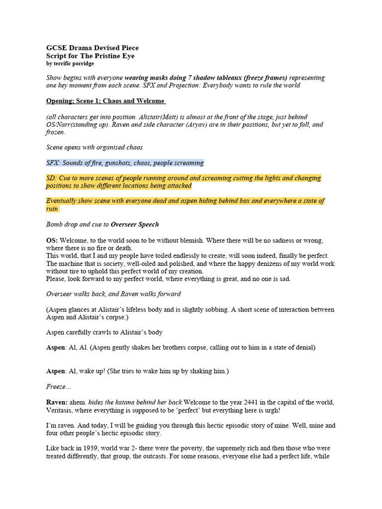 GCSE Drama Script: The Pristine Eye | PDF | Poetry