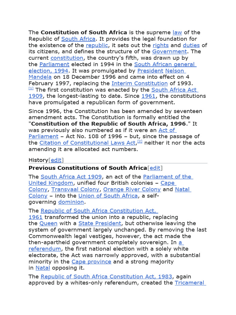 South African Constitution | PDF | Politics