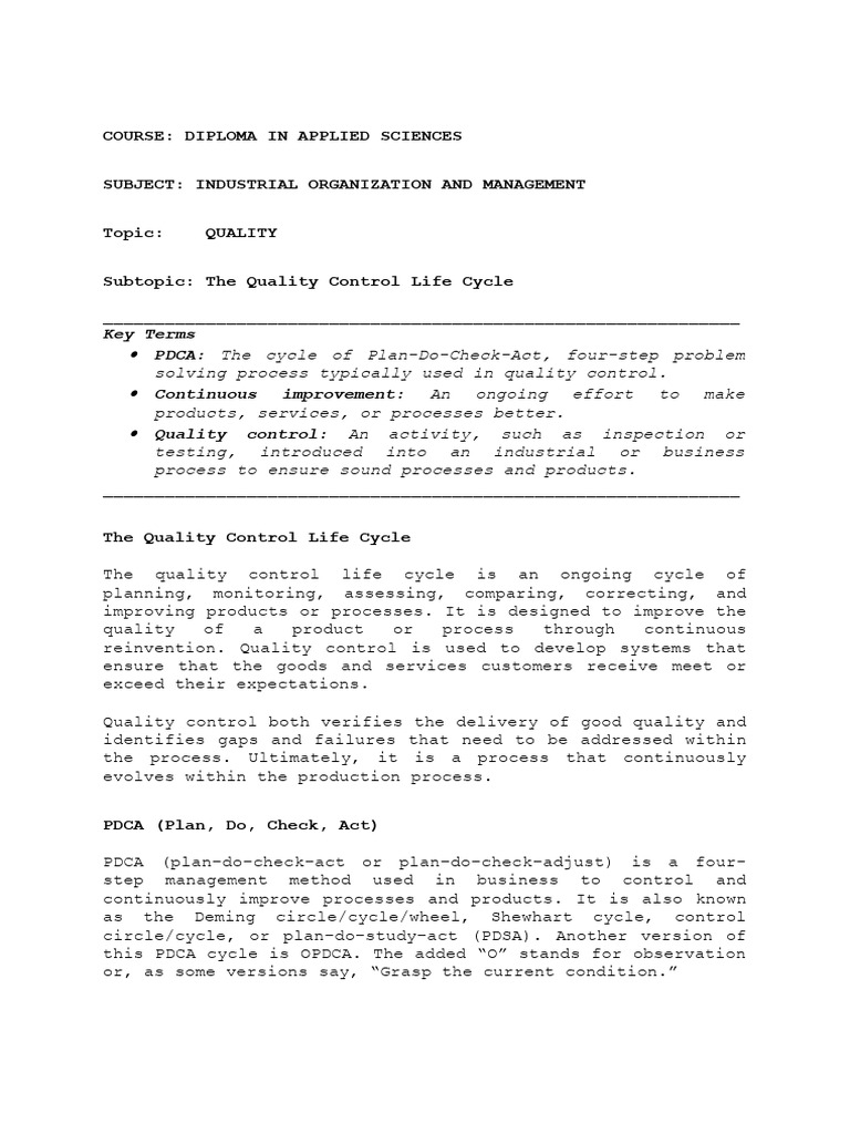 Iom Quality Notes | PDF | Quality Assurance | Business