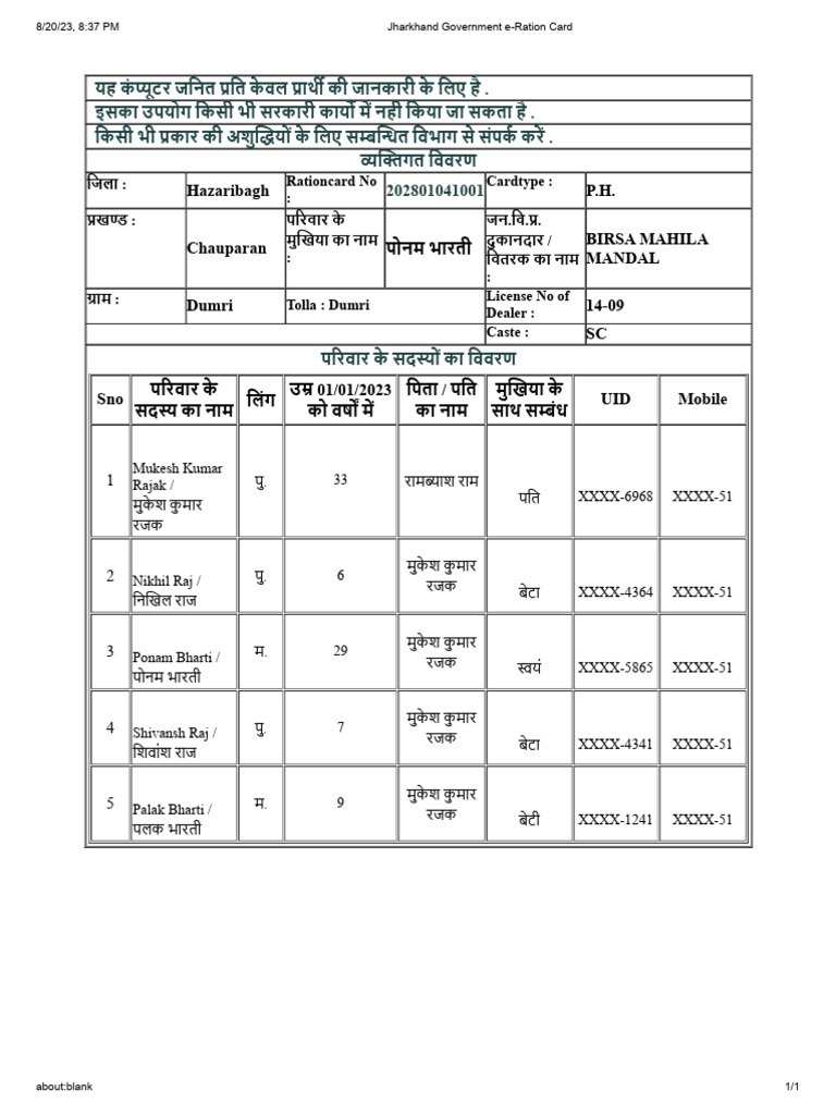 Rasan Punam Bharti PH | PDF