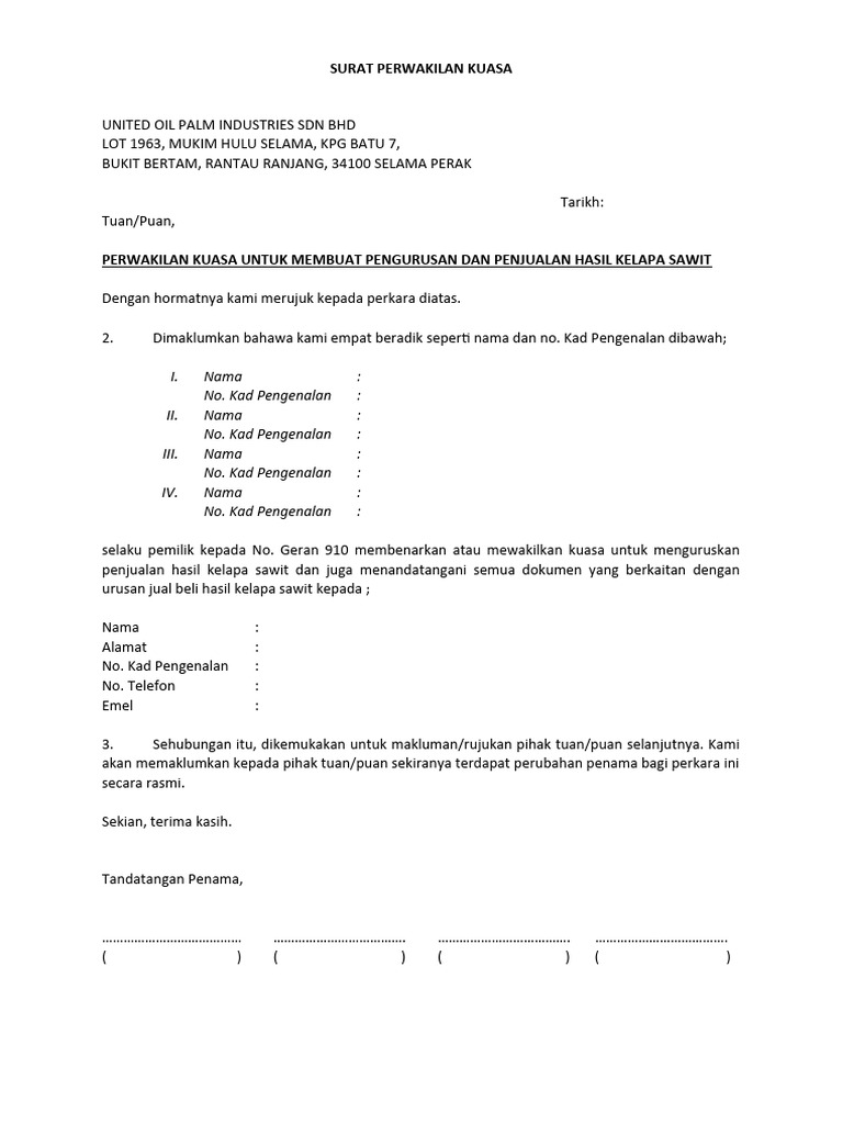 Surat Perwakilan Kuasa | PDF