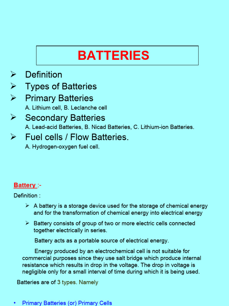 Batteries | PDF | Rechargeable Battery | Anode