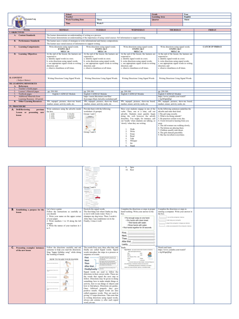 English 4 Q3 Week 5 DLL | PDF | Adverb | Paper