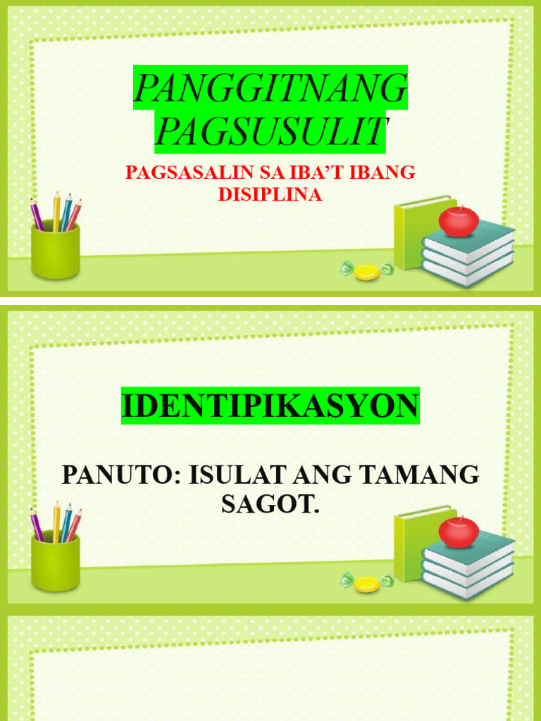 Panggitnang Pagsusulit Sa Pagsasalin | PDF