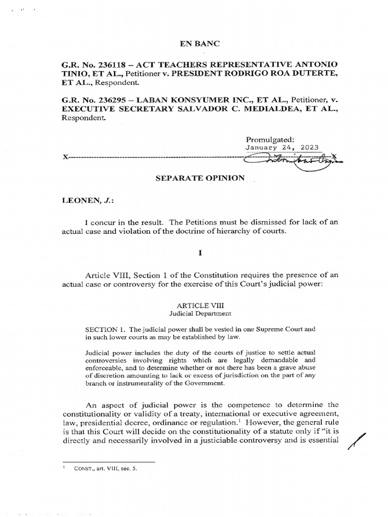 CT Teachers v. Duterte G.R. No. 236118 | PDF | Case Or Controversy ...