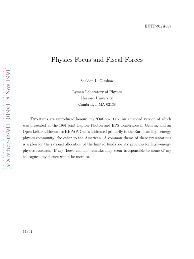 Physics Focus and Fiscal Forces | PDF | Fundamental Interaction ...