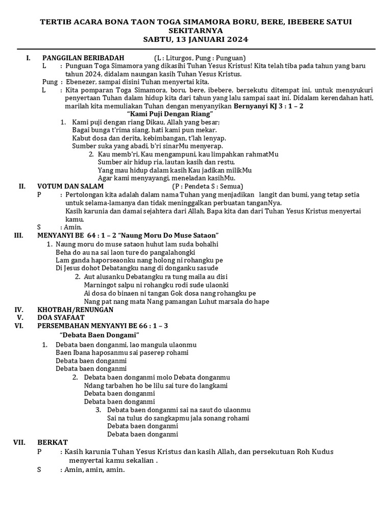 Tertib Acara Bona Taon Toga Simamora | PDF
