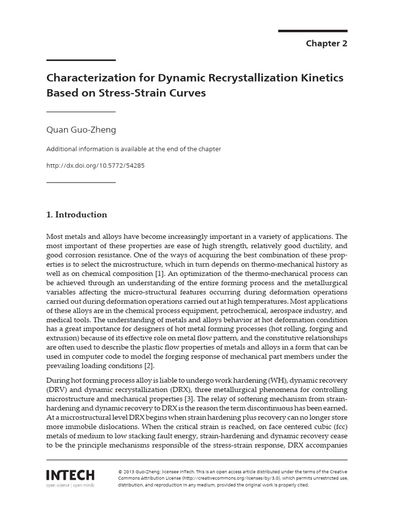 Characterization For Dynamic Recrystallization Kinetics Based On Stress