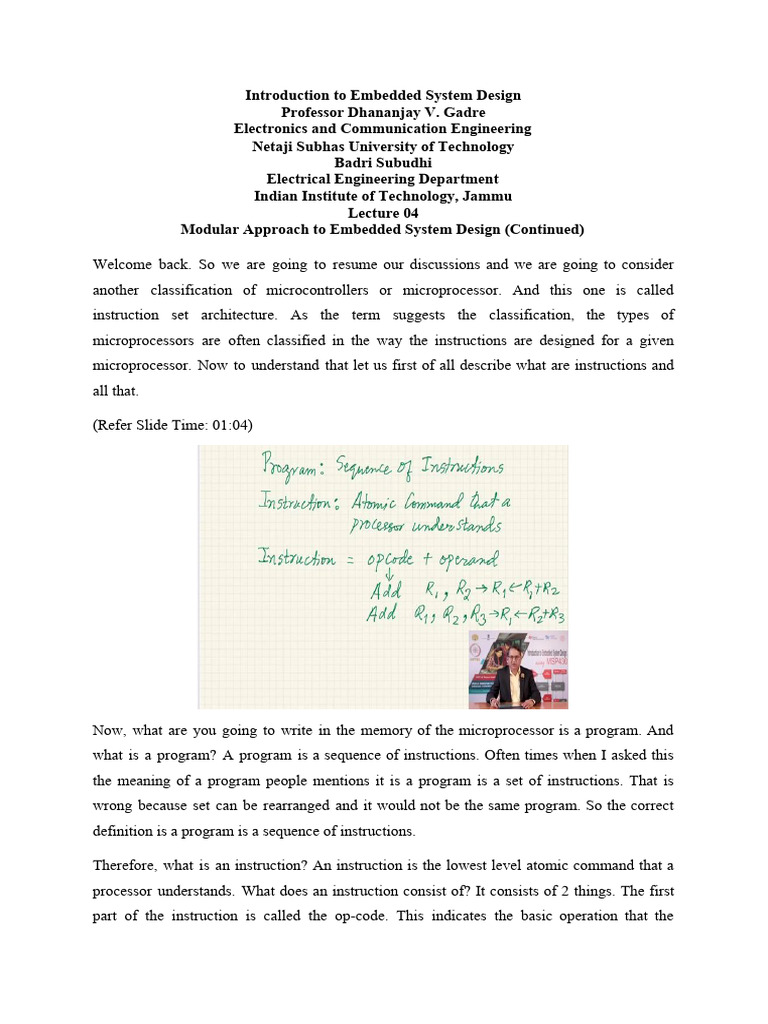 Lec 4 | PDF | Central Processing Unit | Embedded System