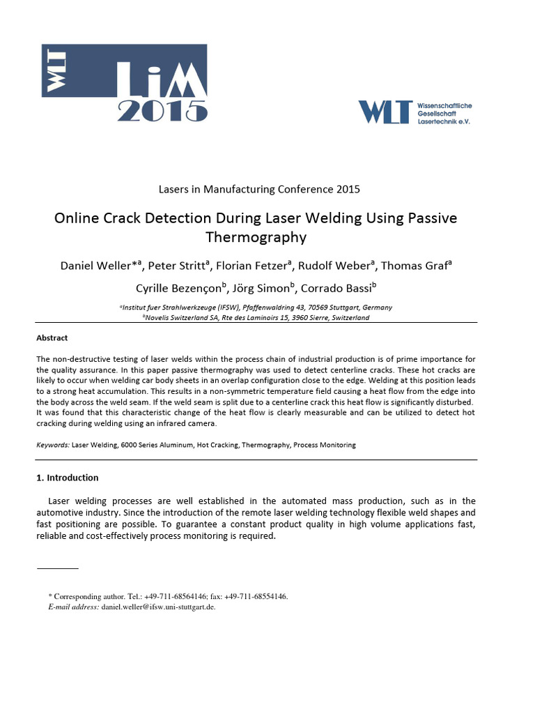 Online Crack Detection During Laser Welding Using Passive Thermography